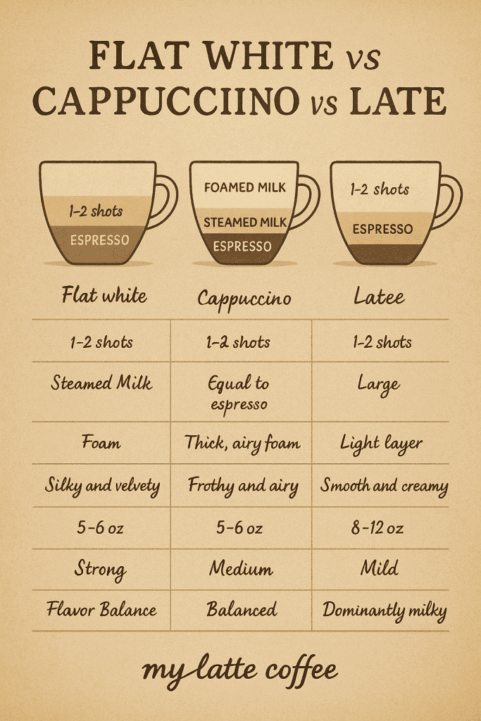 Flat white vs latte vs Cappuccino: Amazing comparison